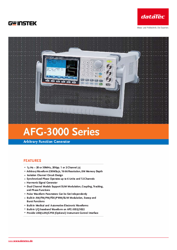 AFG-3021 | Function generator, 1-channel 20 MHz, 10Vpp, arbitrary, USB, LAN | buy & inquire